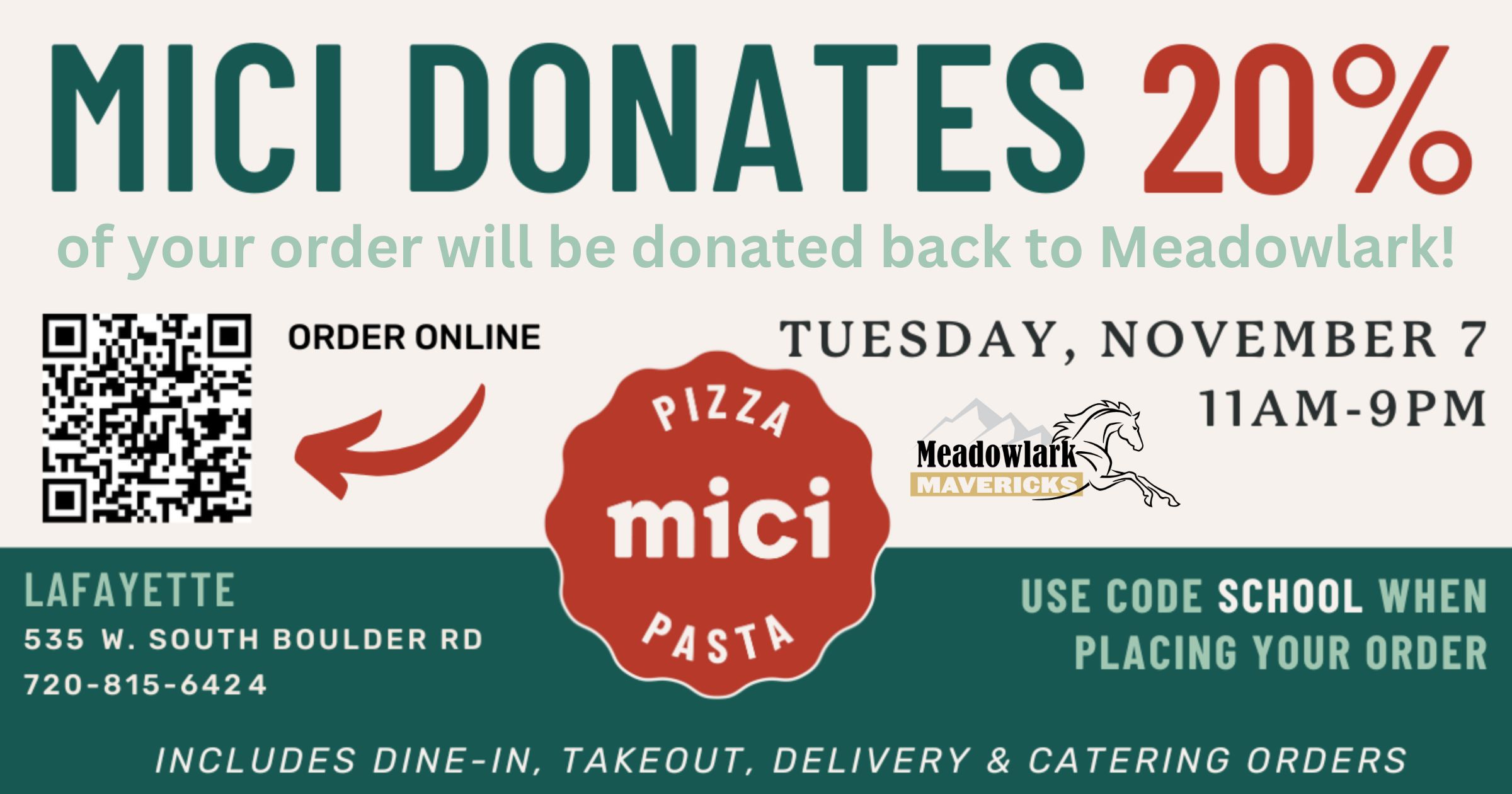 November Dine Out at Mici Italian (Lafayette) | Meadowlark PTSA